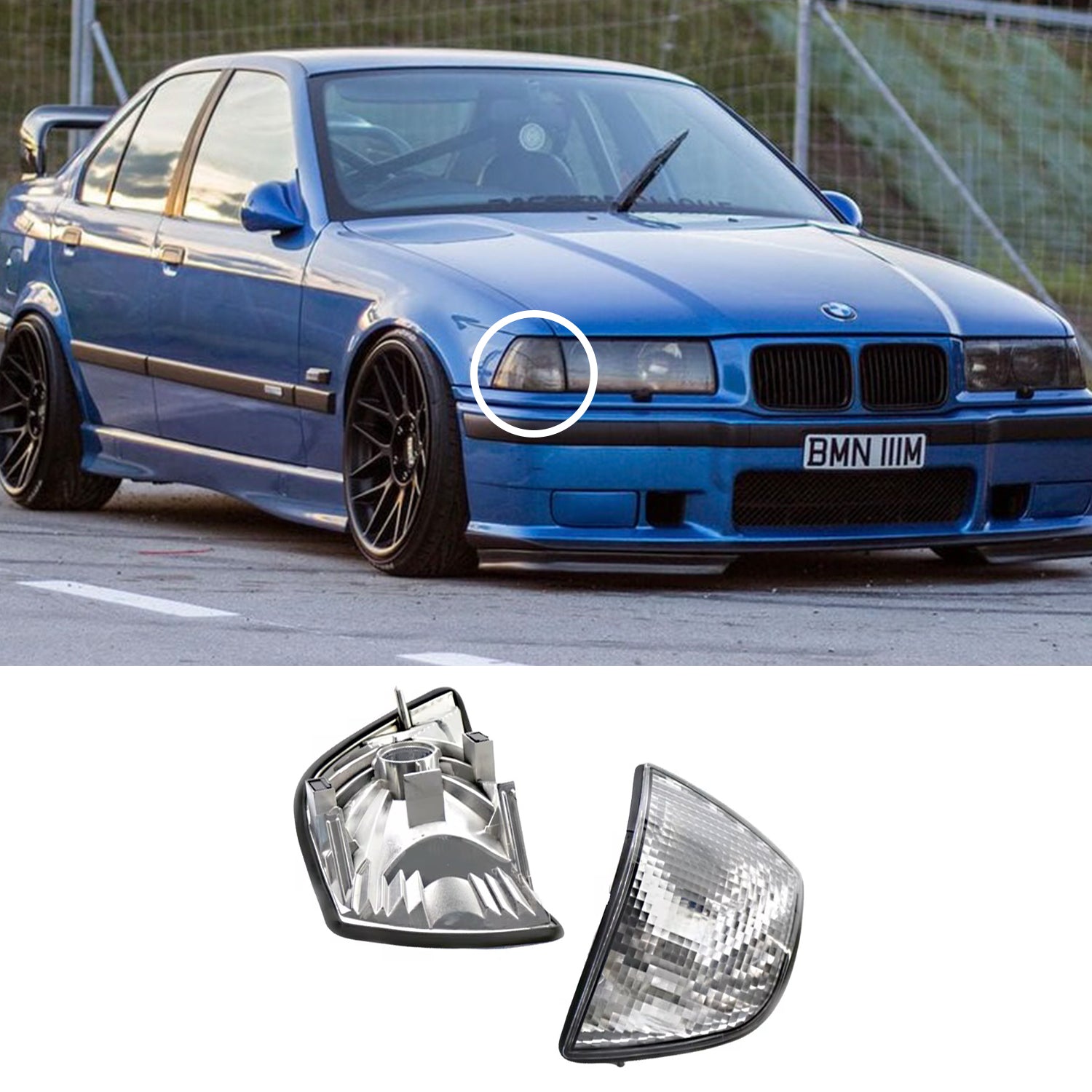 BMW E36 3-Series Headlight Front Turn Signal Light Housing Assembly ...